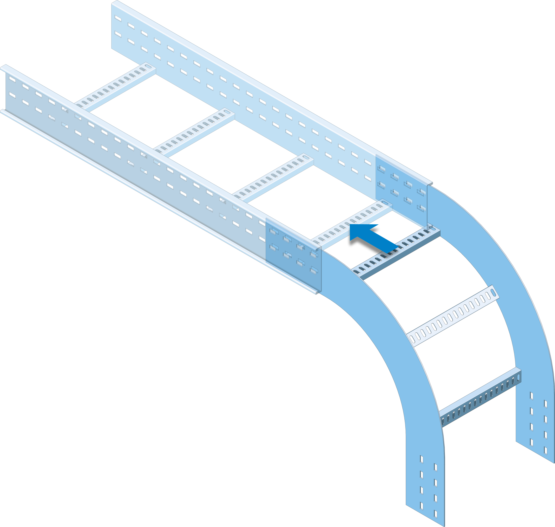 Outside Riser 90° Cable Ladder ECL150 1000mm SS304 | 90° | 300 mm | Stainless Steel 304 | 142 mm ...